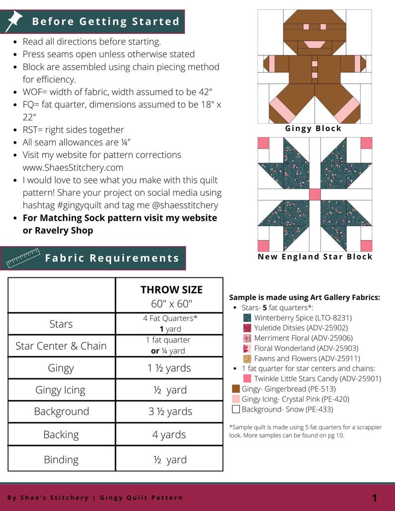 Gingy Quilt Pattern-pdf - Etsy