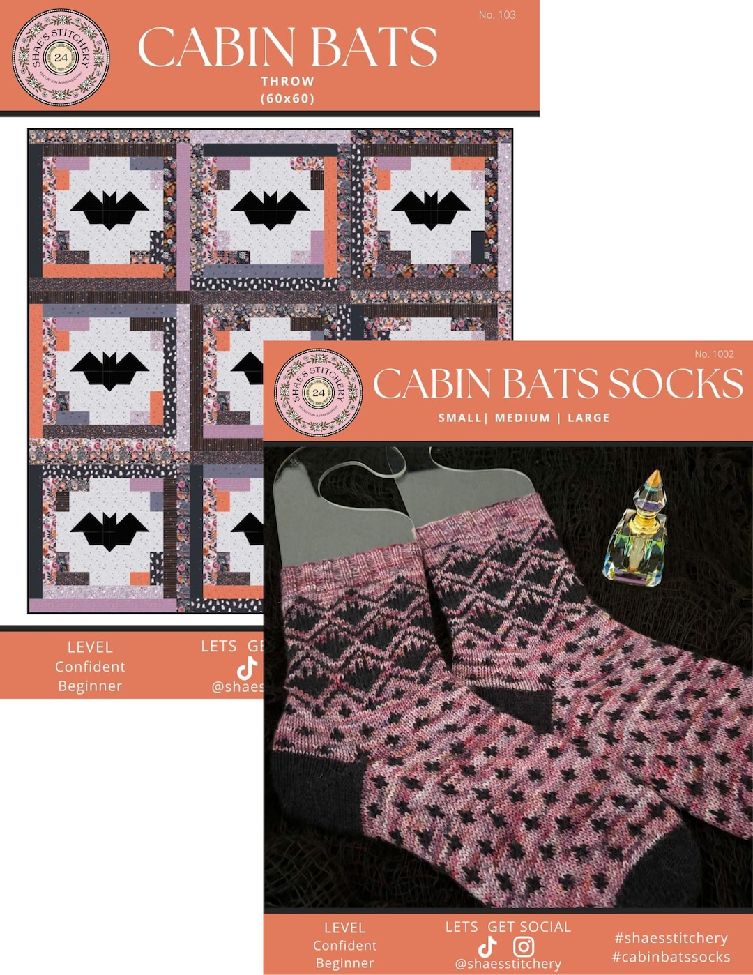 Cabin Bats Quilt Pattern and Sock Pattern Bundle- PDF - Etsy