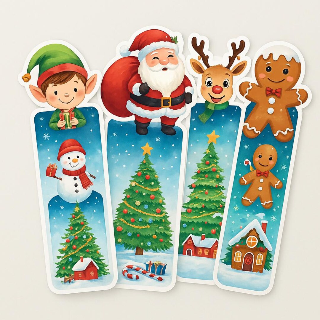 Ute Christmas Bookmarks Printable Set of 6 – Elf, Santa, Snowman ...