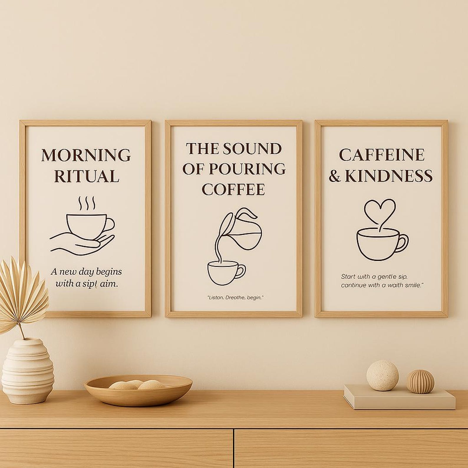 Caffeine & Kindness – Minimalist Coffee Quote Wall Art | Printable ...