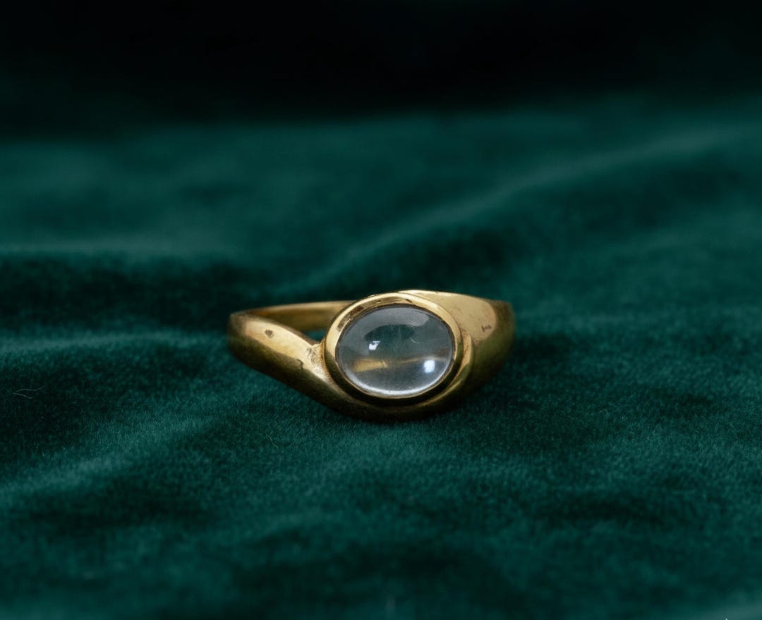 Vintage Brass Signet Ring With Natural Blue Topaz | Ancient Roman Style ...