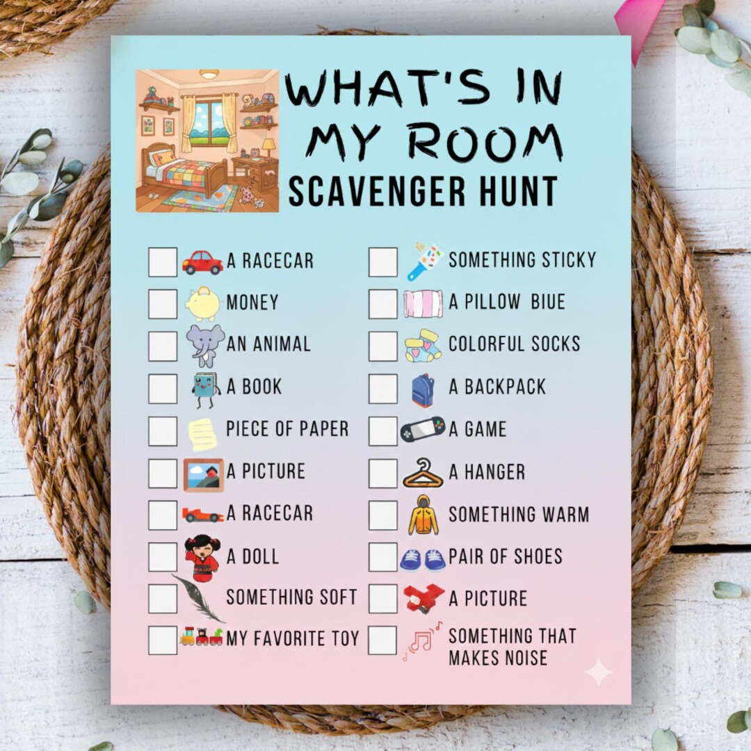 Kids Room Scavenger Hunt Printable | Indoor Treasure Game for Toddlers ...