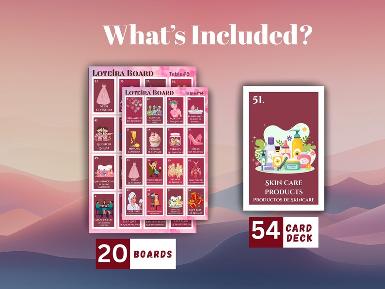 Bilingual Galentine's Loteria, 20 Printable Boards Bingo - Etsy