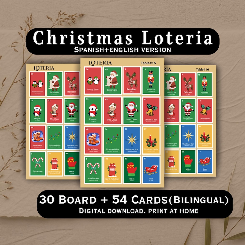 Christmas Bingo Spanish and English - Etsy