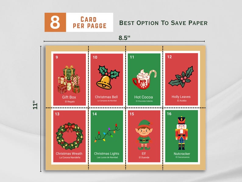 Christmas Latino Loteria, 30 Printable Boards, Spanish English ...