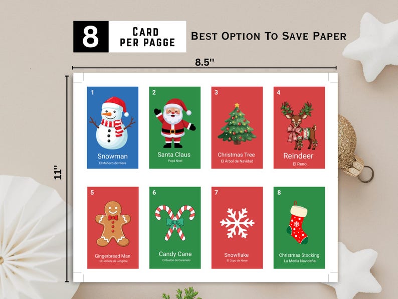 Christmas Loteria, 40 Printable Boards, Spanish English Bilingual ...