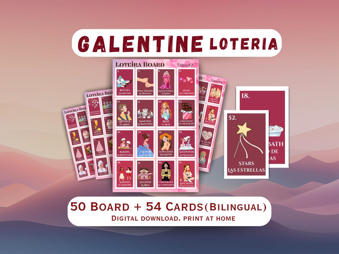 Bilingual Galentine's Loteria,50 Printable Boards Bingo - Etsy