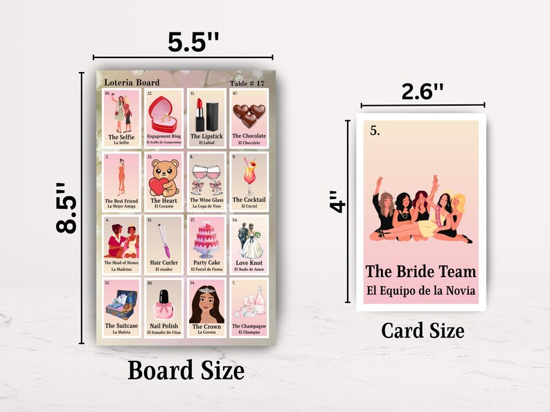 Bridal Shower Loteria Game | Spanish & English | 60 Boards, 54 Card ...