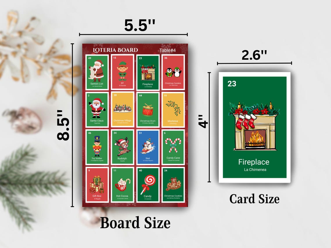 Christmas Loteria, 40 Printable Boards, Spanish English Bilingual ...