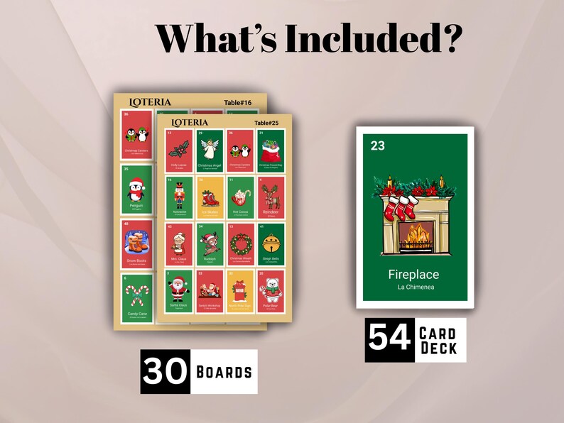 Christmas Latino Loteria, 30 Printable Boards, Spanish English ...