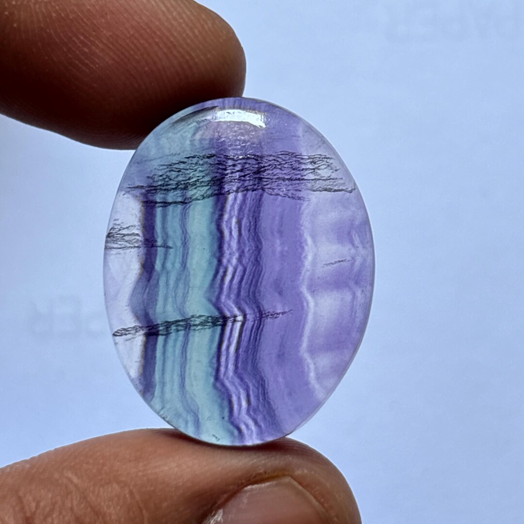 Fluorite Cabochon: Handmade Gemstone (30x23mm, 44cts) - Etsy