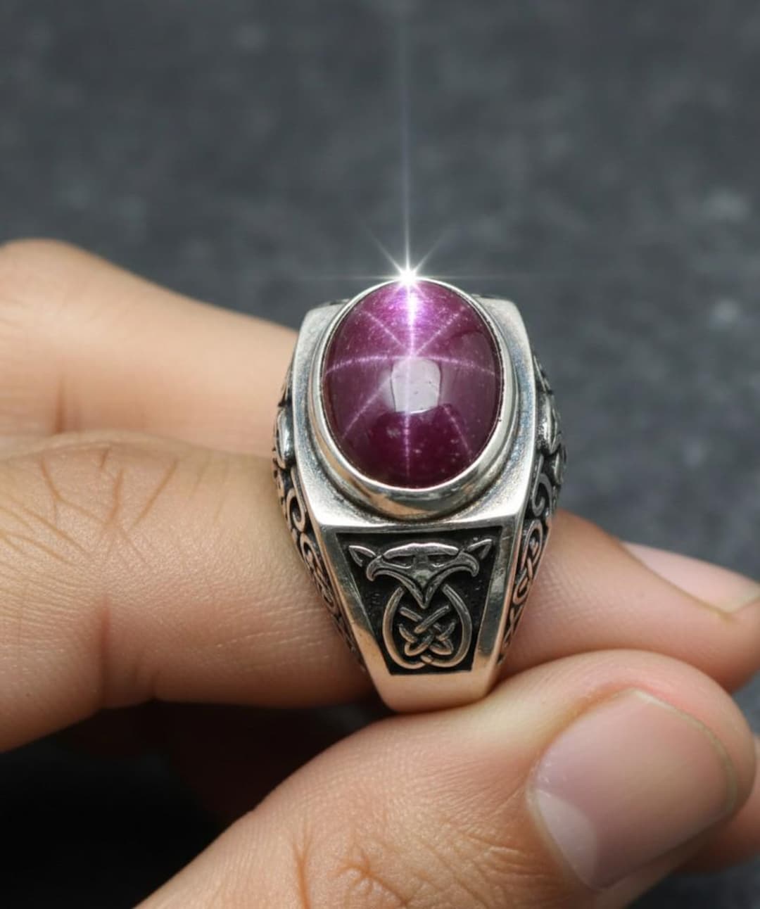 Man Star Ruby Ring, Wedding Ring, Natural Star Ruby Ring, 925 Silver ...