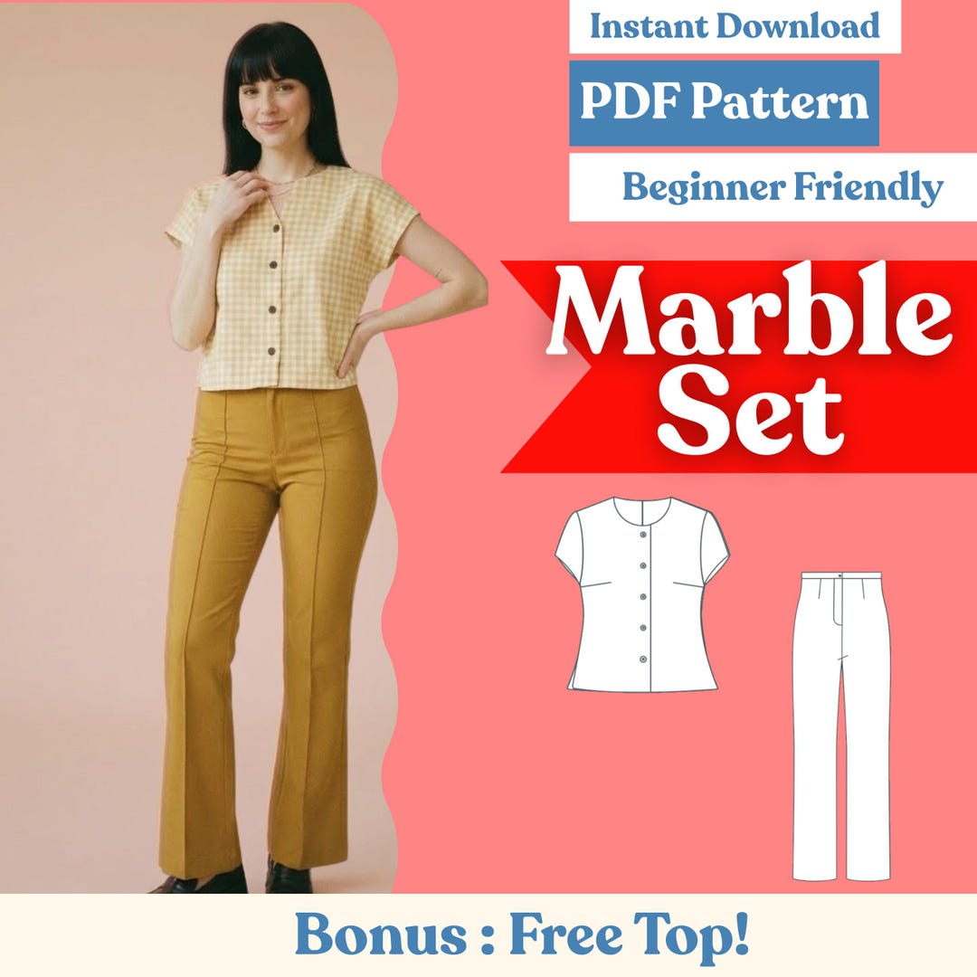 Women’s Two-piece Sewing Pattern Set (PDF) | Straight-leg Fitted ...