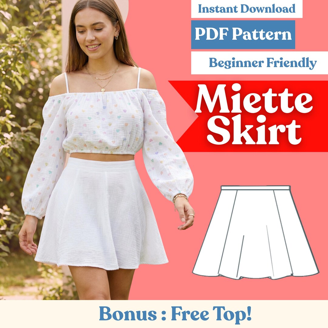 Paneled Flared Mini Skirt Sewing Pattern: Women’s Panel Skirt (PDF ...