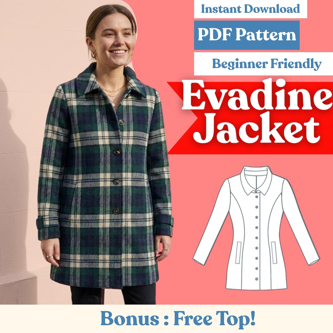 A-line Jacket Sewing Pattern: Women’s Button-up Coat With Pockets (PDF ...