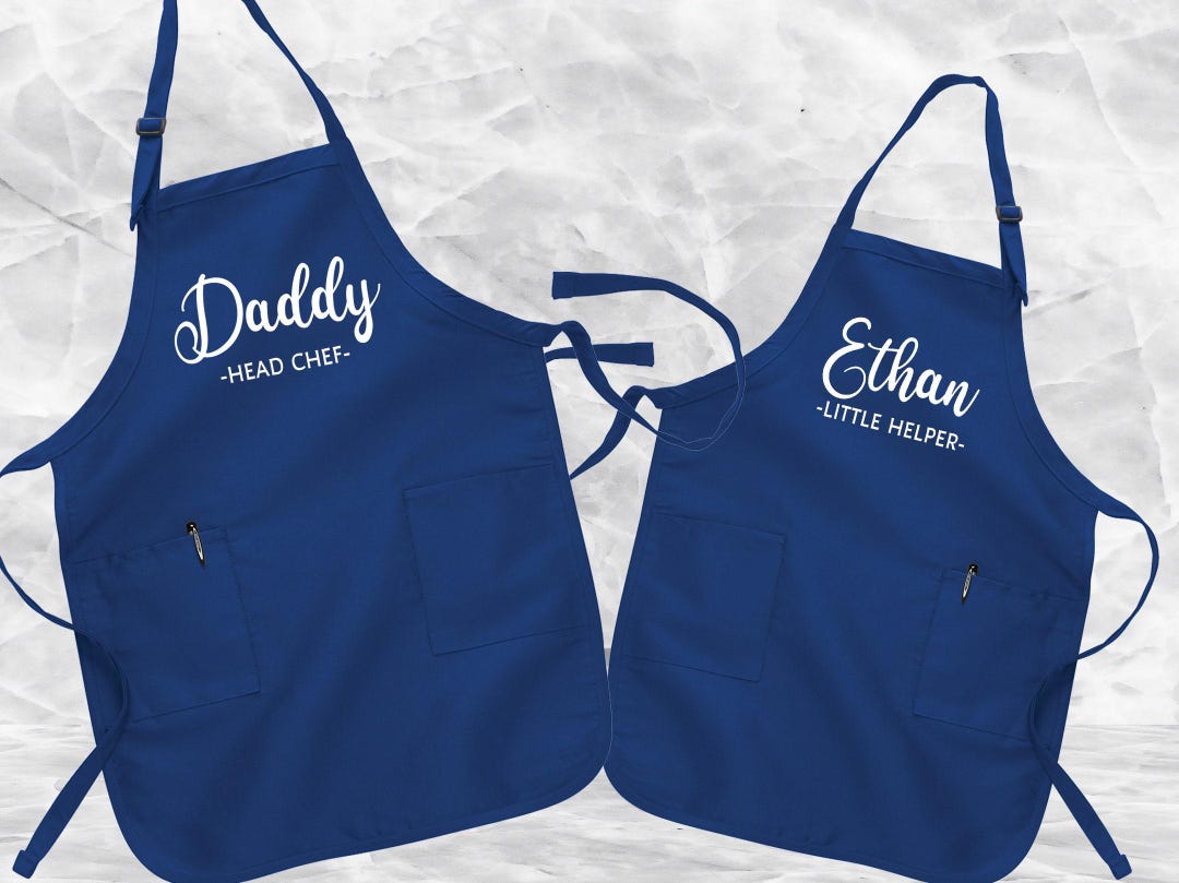 Father Son Aprons: Daddy Head Chef, Little Helper Matching Set - Etsy