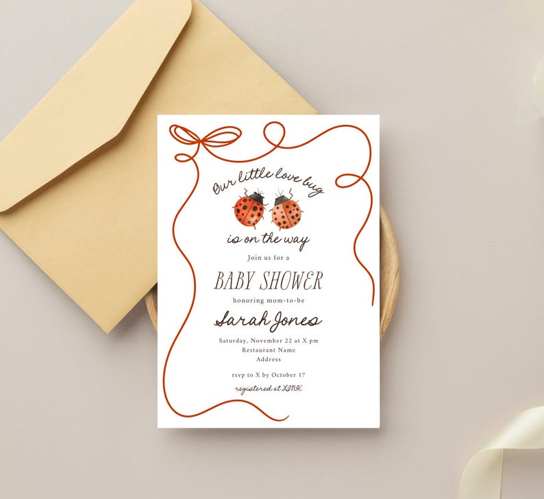 Our Little Love Bug Baby Shower Invitation Suite | Lady Bug Baby Shower ...