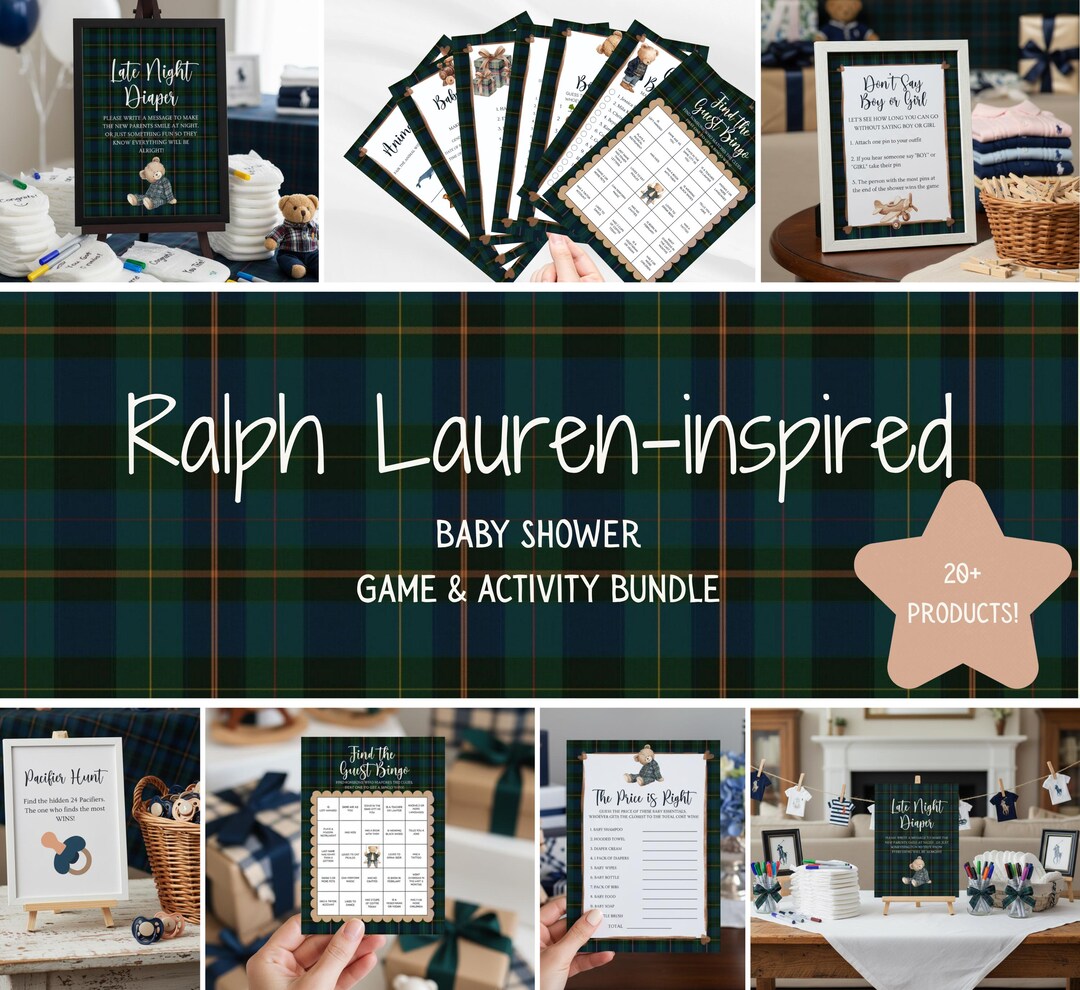 Tartan Plaid Themed Baby Shower Game & Activity Bundle | Printed | Game ...