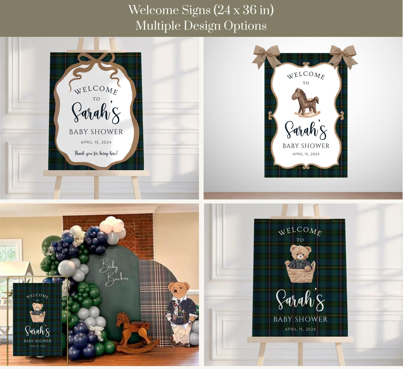 Preppy Classic Tartan Plaid Inspired Baby Shower Complete Bundle ...