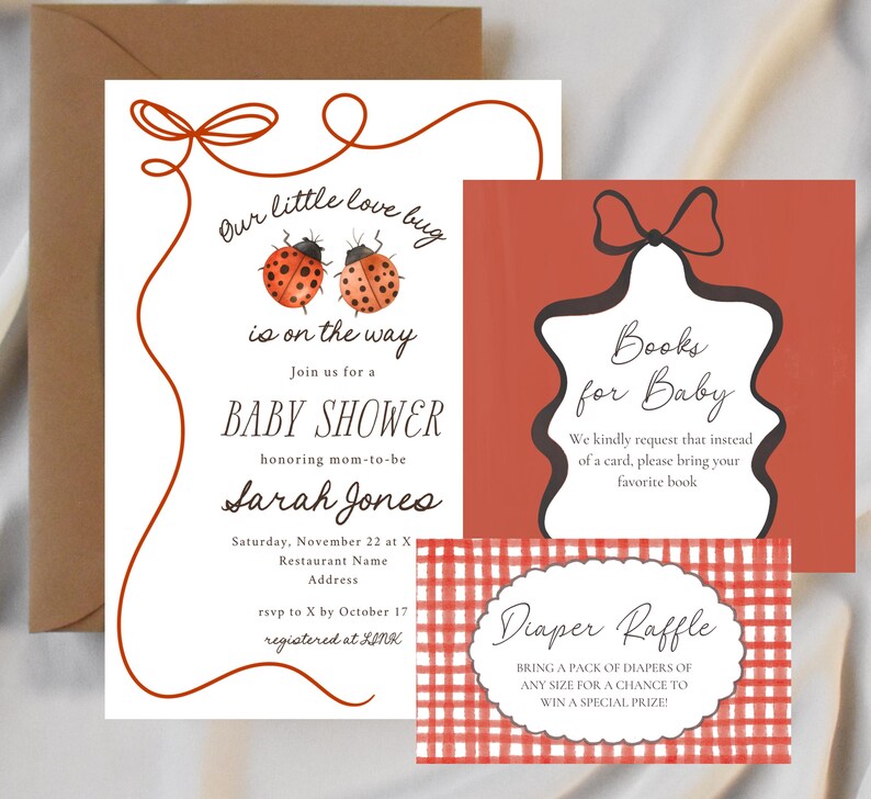 Our Little Love Bug Baby Shower Invitation Suite | Lady Bug Baby Shower ...