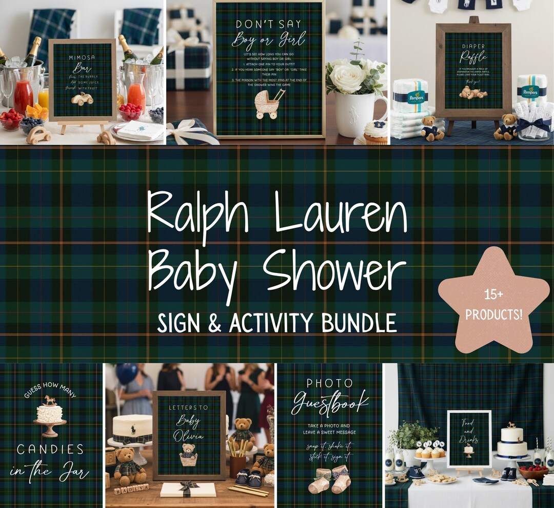 Preppy Classic Tartan Baby Shower Sign Bundle | 16+ Digital Items ...