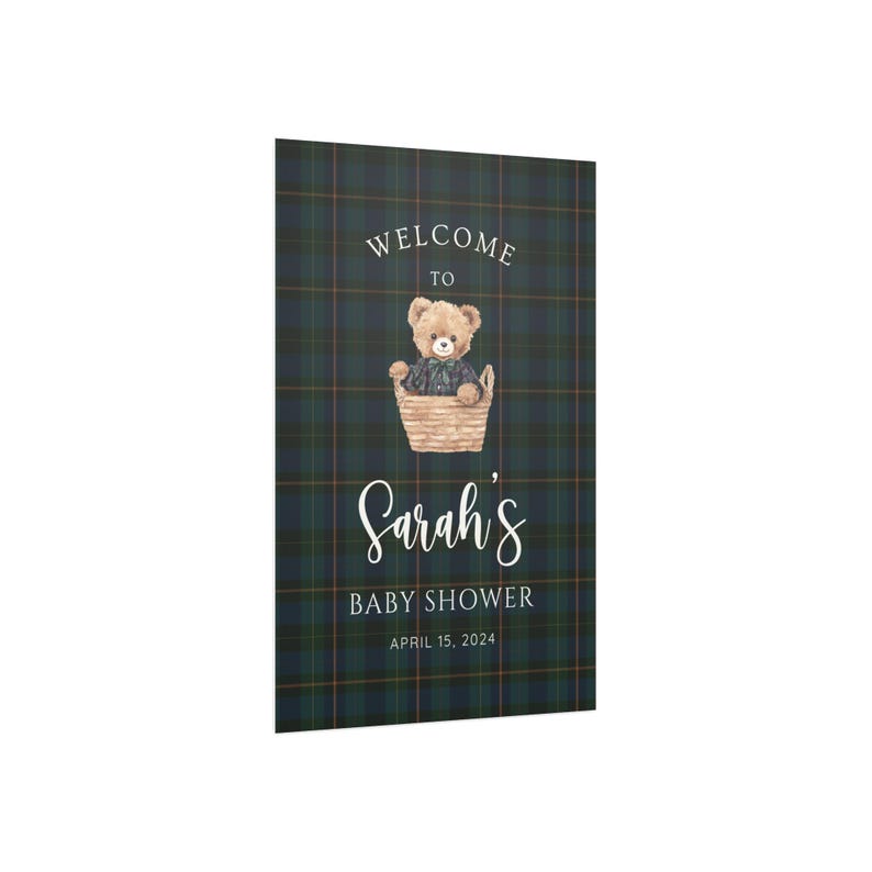 Preppy Classic Tartan Plaid Inspired Baby Shower Welcome Sign | Printed ...