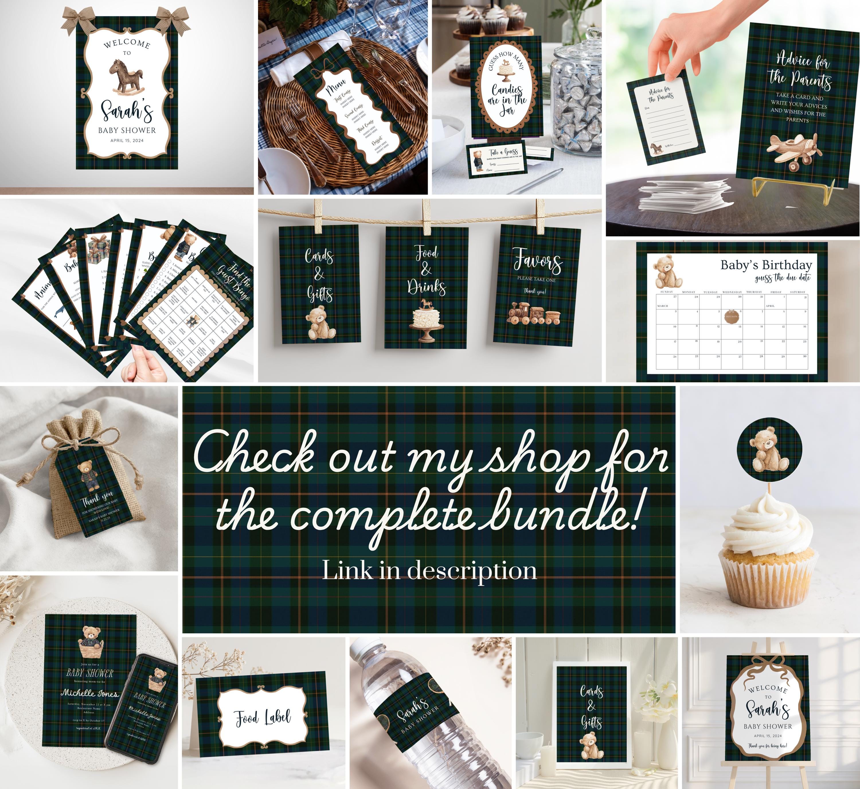 Tartan Plaid Baby Shower Game - Guest Bingo | Baby Shower Activity ...