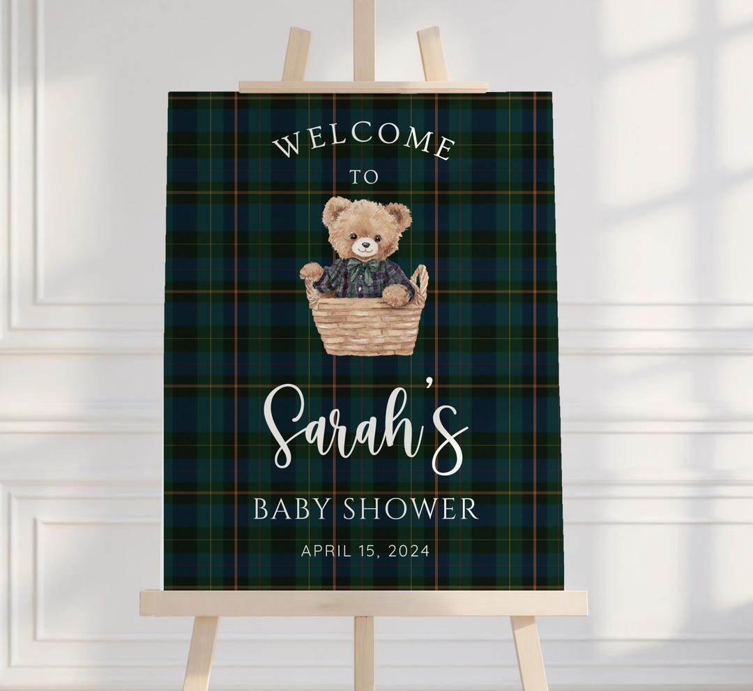 Preppy Classic Tartan Plaid Inspired Baby Shower Welcome Sign | Printed ...