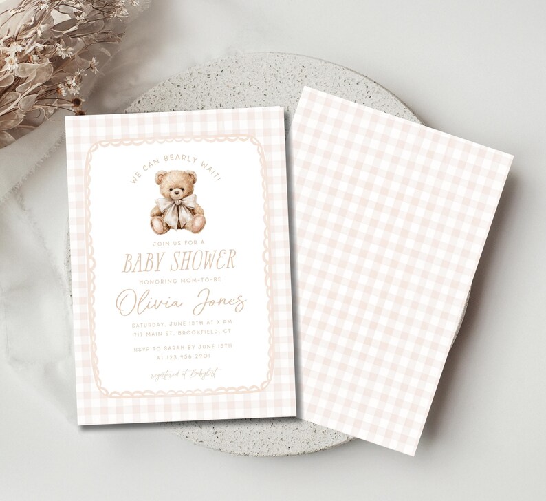We Can Bearly Wait Shower Invitation Bundle | Neutral Hand Illustrated ...
