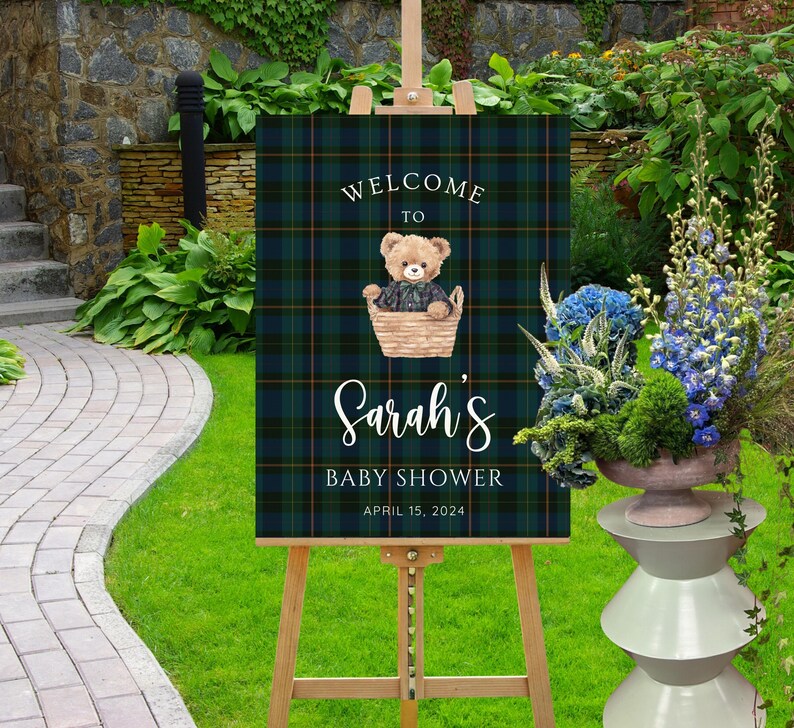 Preppy Classic Tartan Plaid Inspired Baby Shower Welcome Sign | Preppy ...