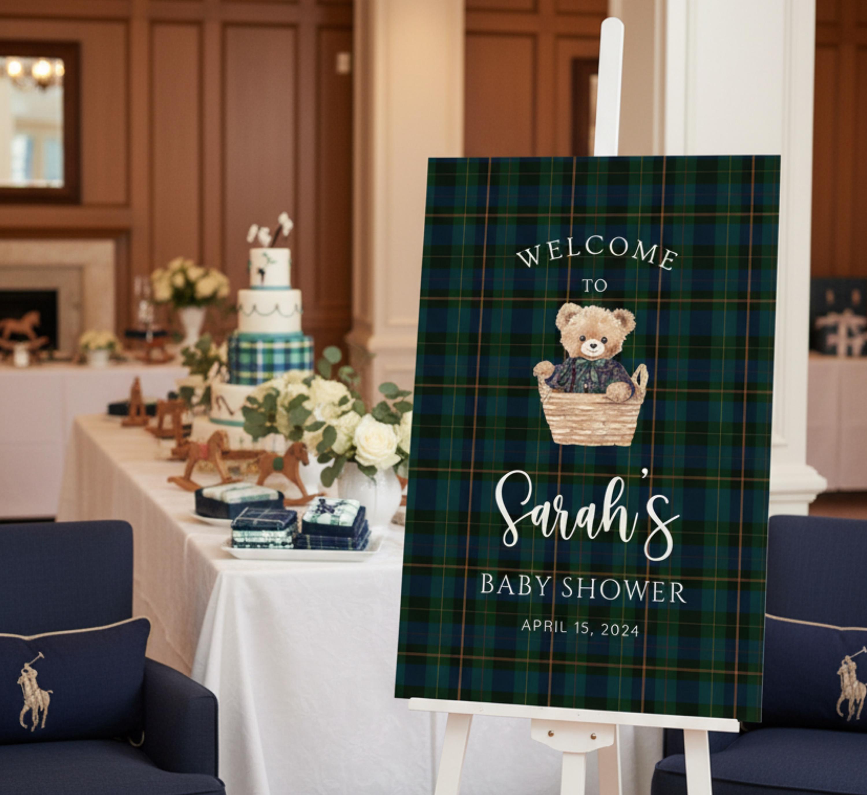 Preppy Classic Tartan Plaid Inspired Baby Shower Welcome Sign | Printed ...