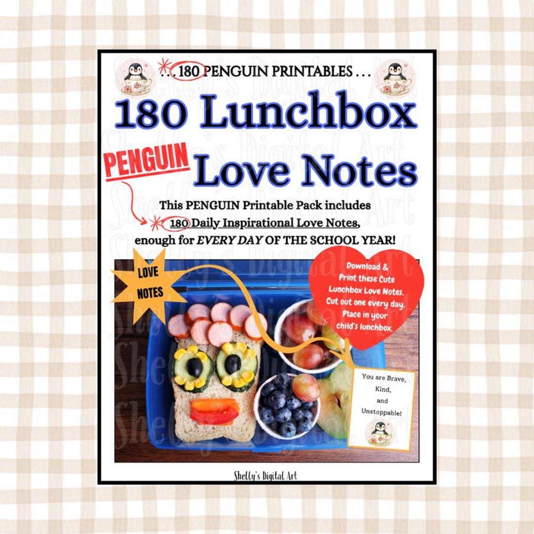 PRINTABLE PDF | Kids Lunchbox Love Notes | 180 Penguin Lunch Box Notes ...