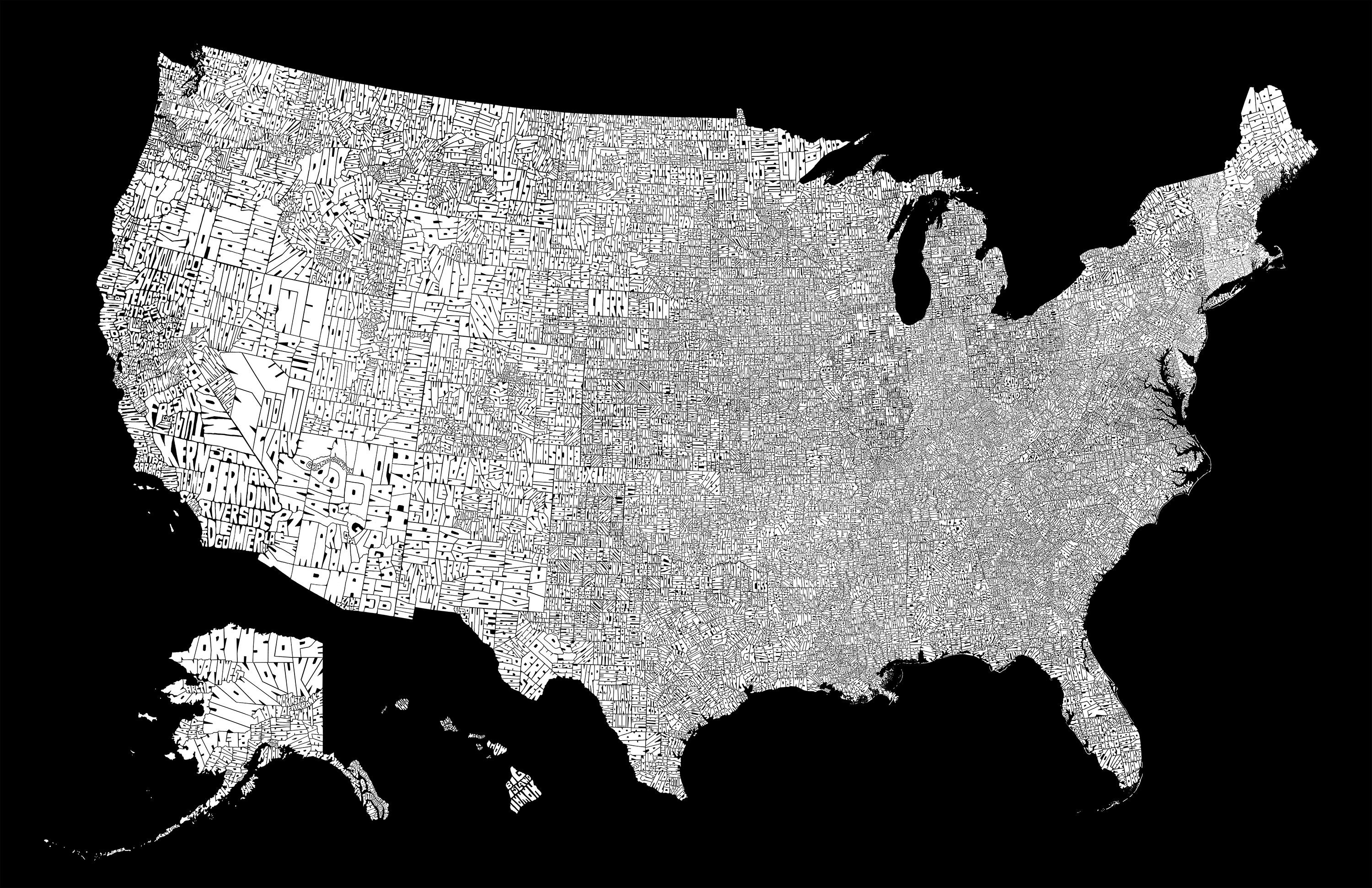 United States County Map - Hand Drawing - Etsy