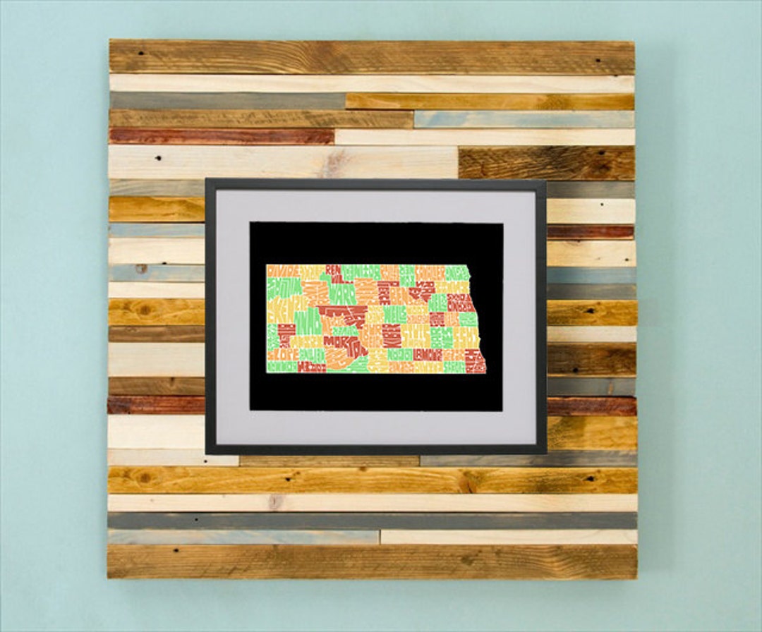 North Dakota County Map Hand Drawing - Etsy