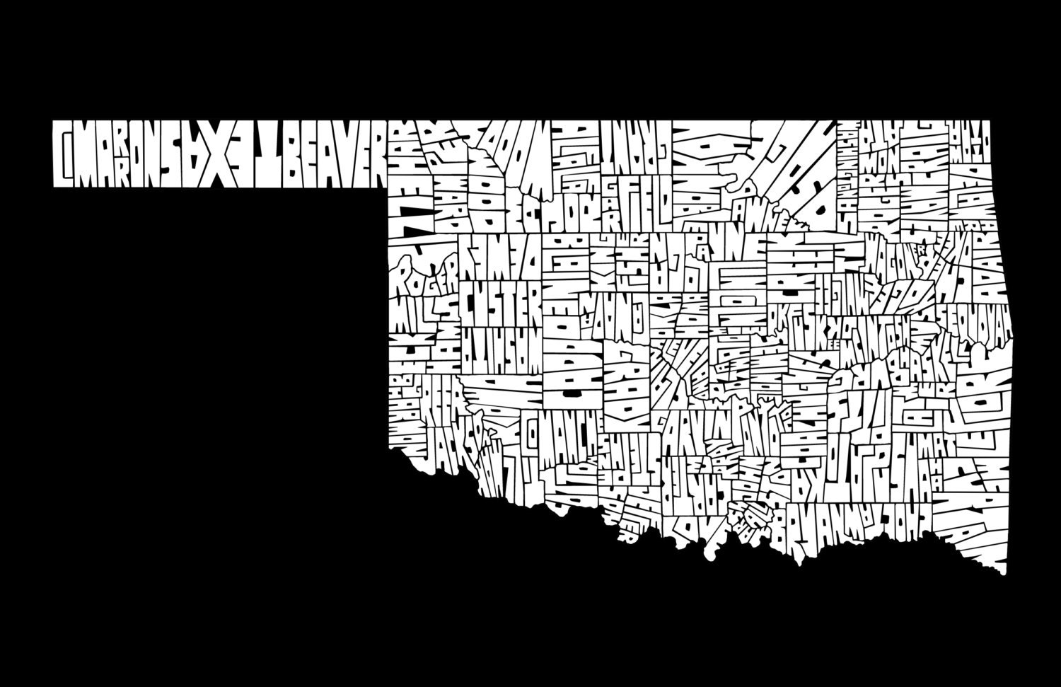 Oklahoma County Map - Hand Drawing - Etsy