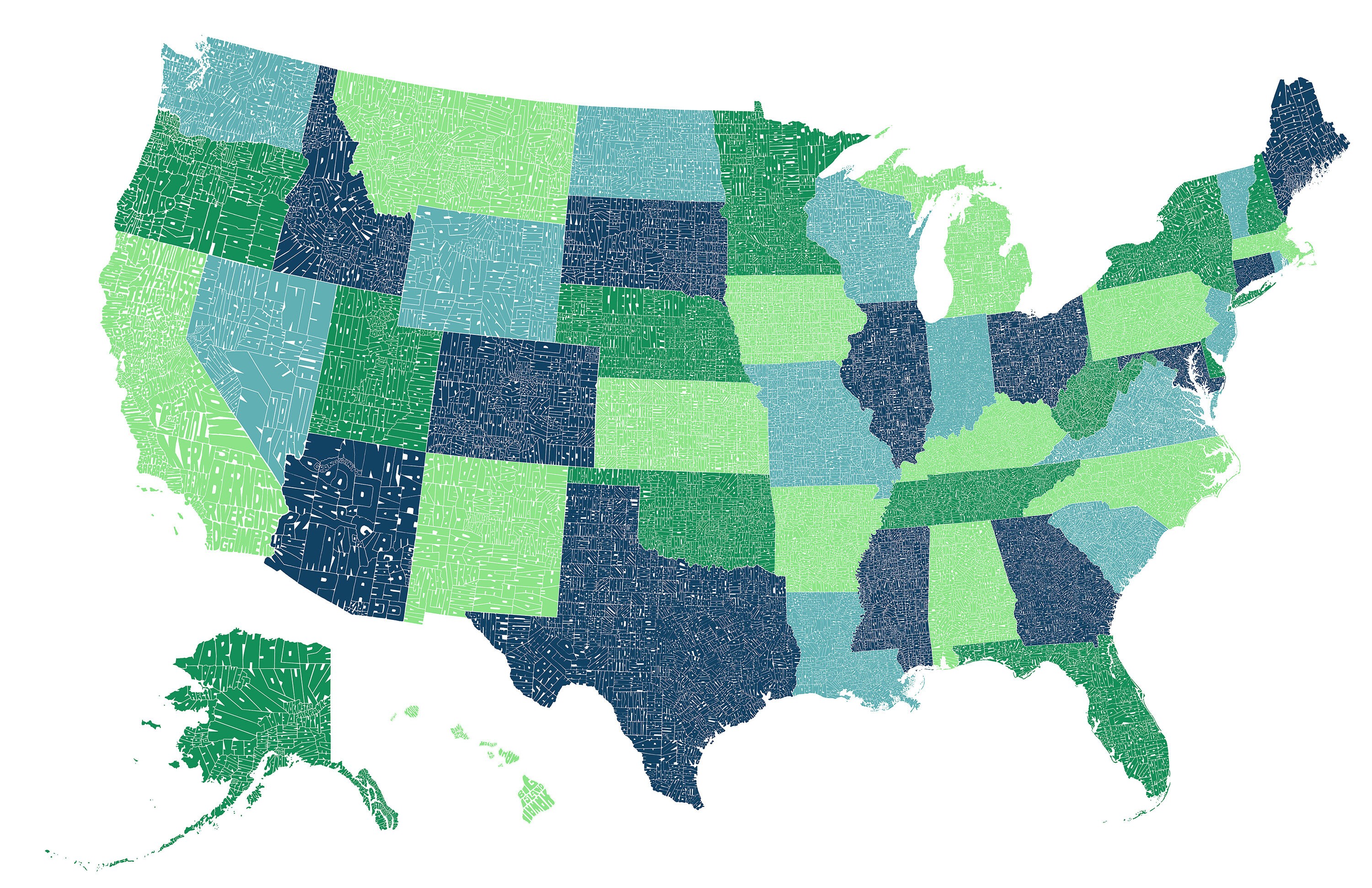 United States County Map Hand Drawing - Etsy