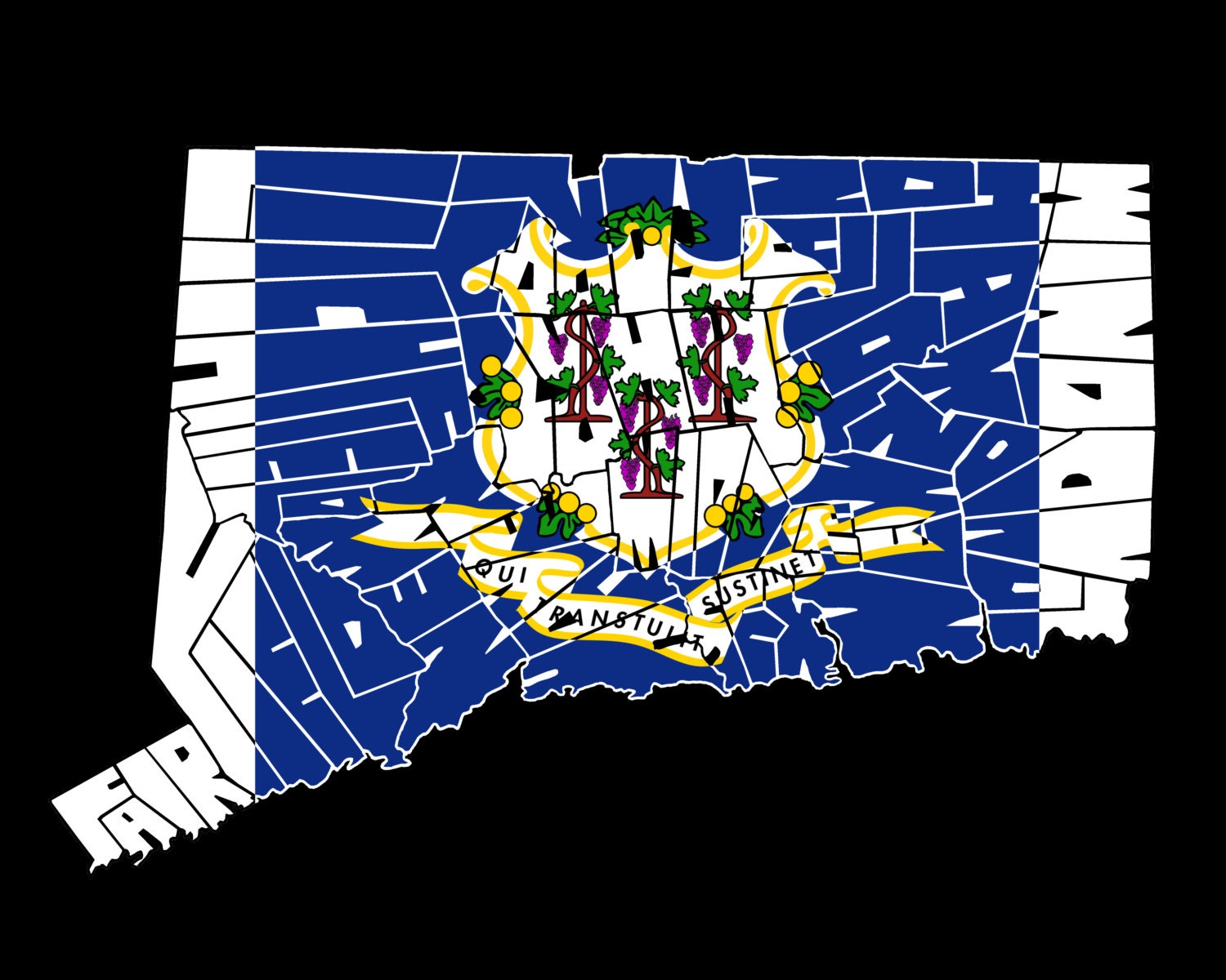 Connecticut County Map - Hand Drawing - Etsy