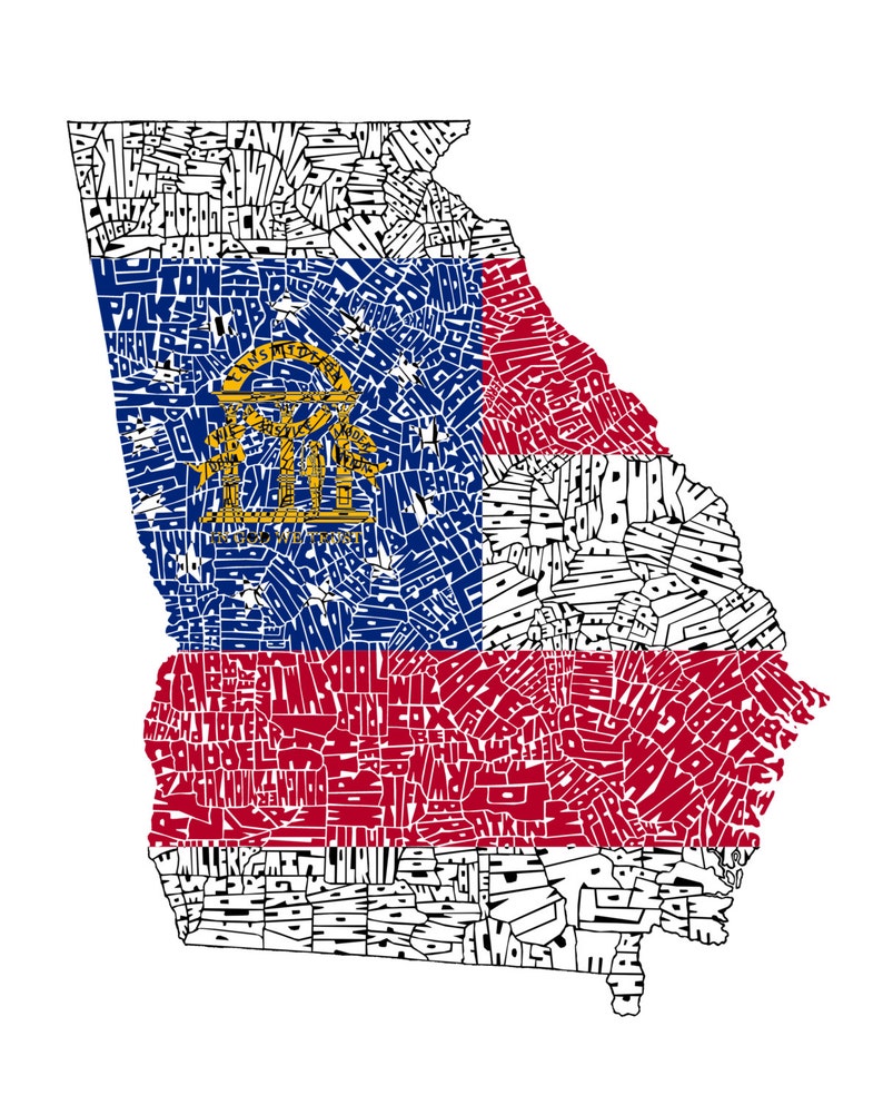 Georgia County Map Hand Drawing - Etsy
