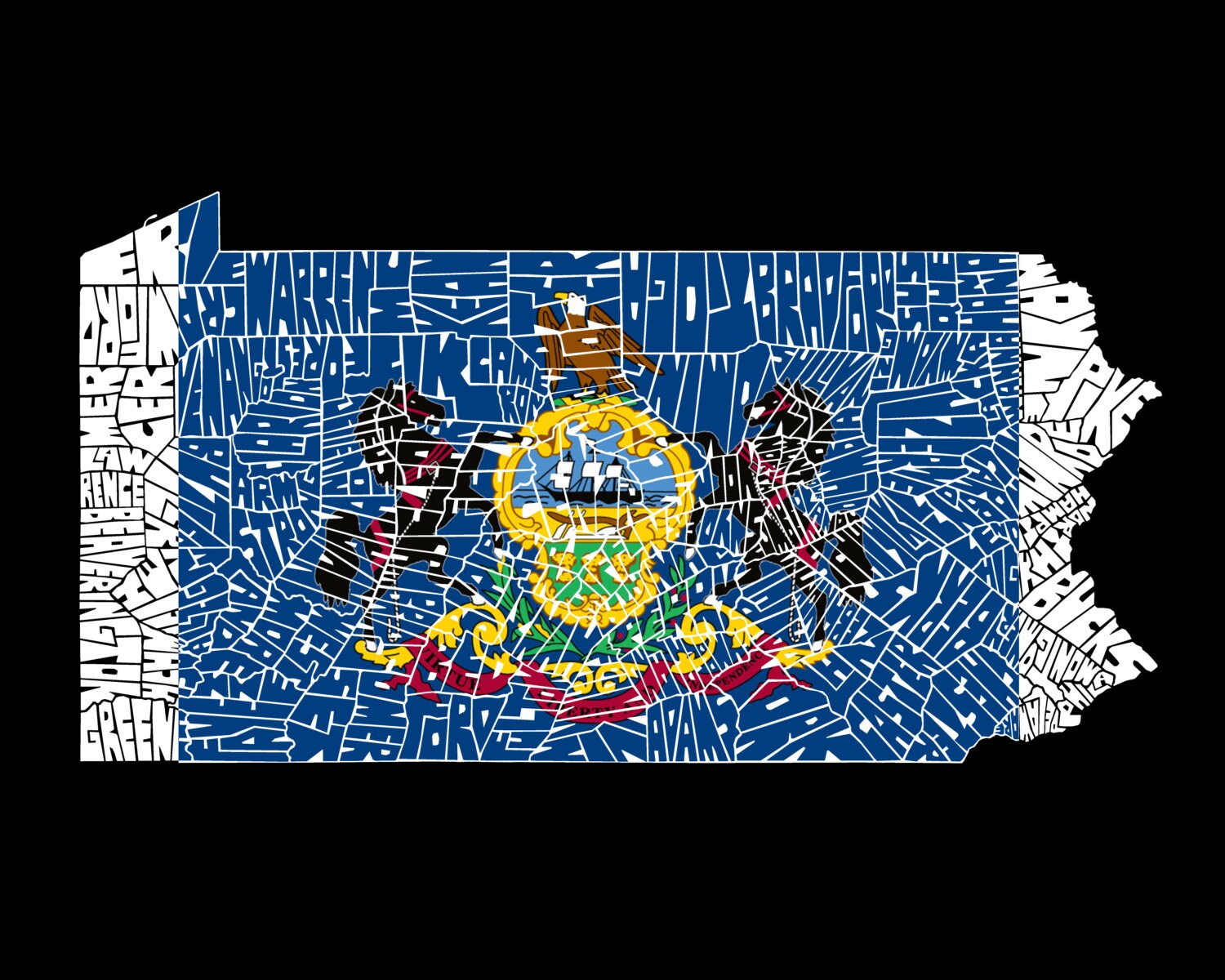 Pennsylvania County Map Hand Drawing - Etsy