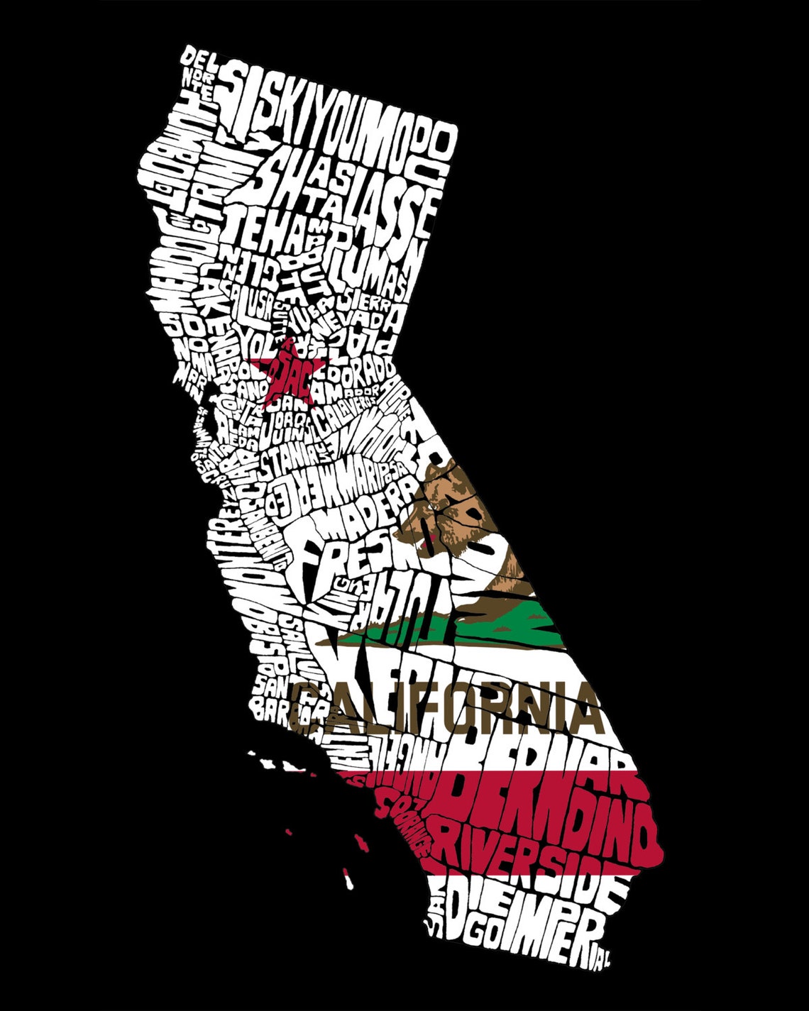 California County Map Hand Drawing - Etsy