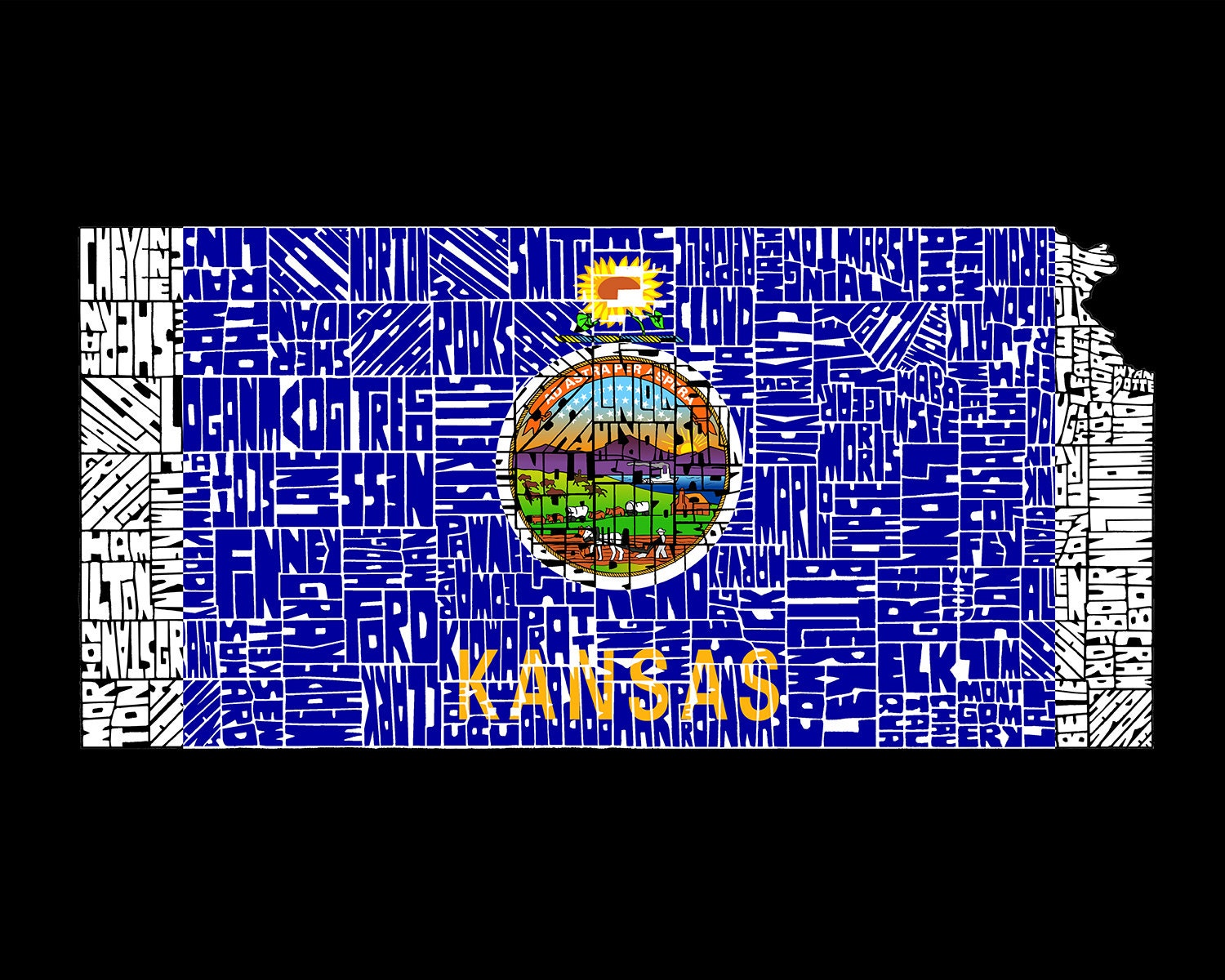 Kansas County Map Hand Drawing - Etsy