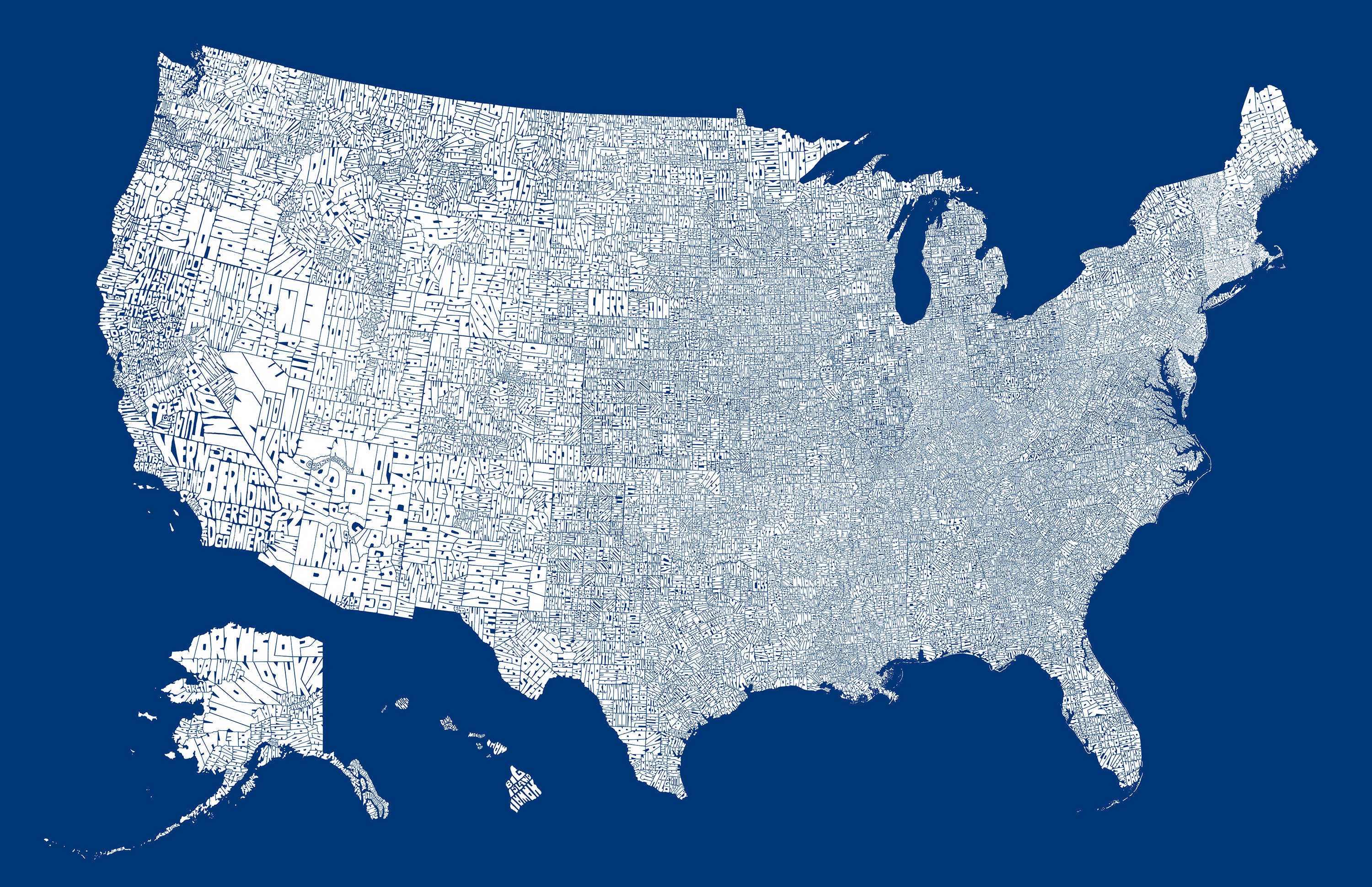 United States County Map - Hand Drawing - Etsy