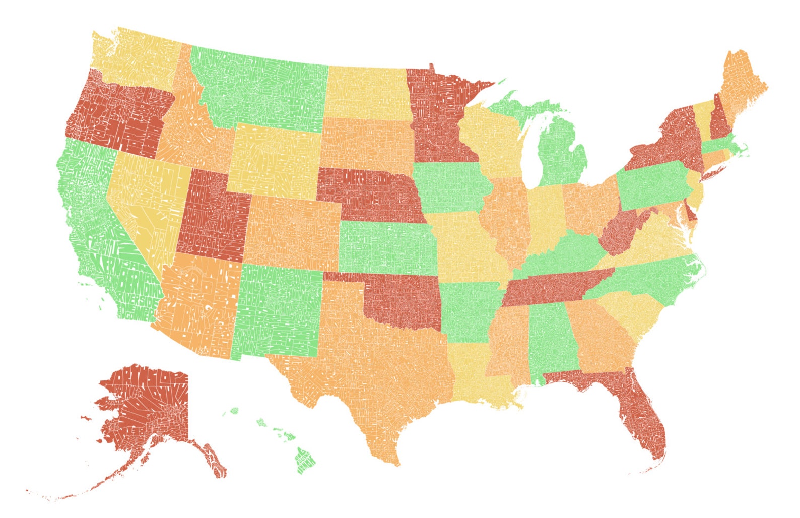 United States County Map - Hand Drawing - Etsy