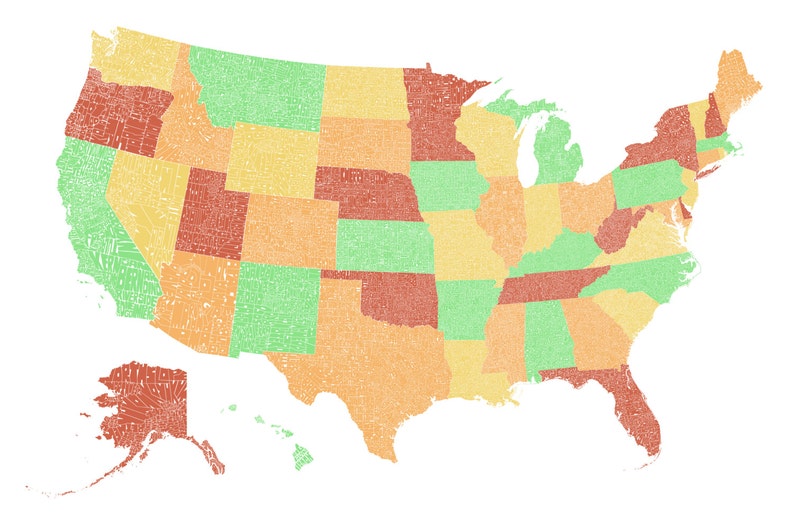 United States County Map - Hand Drawing - Etsy