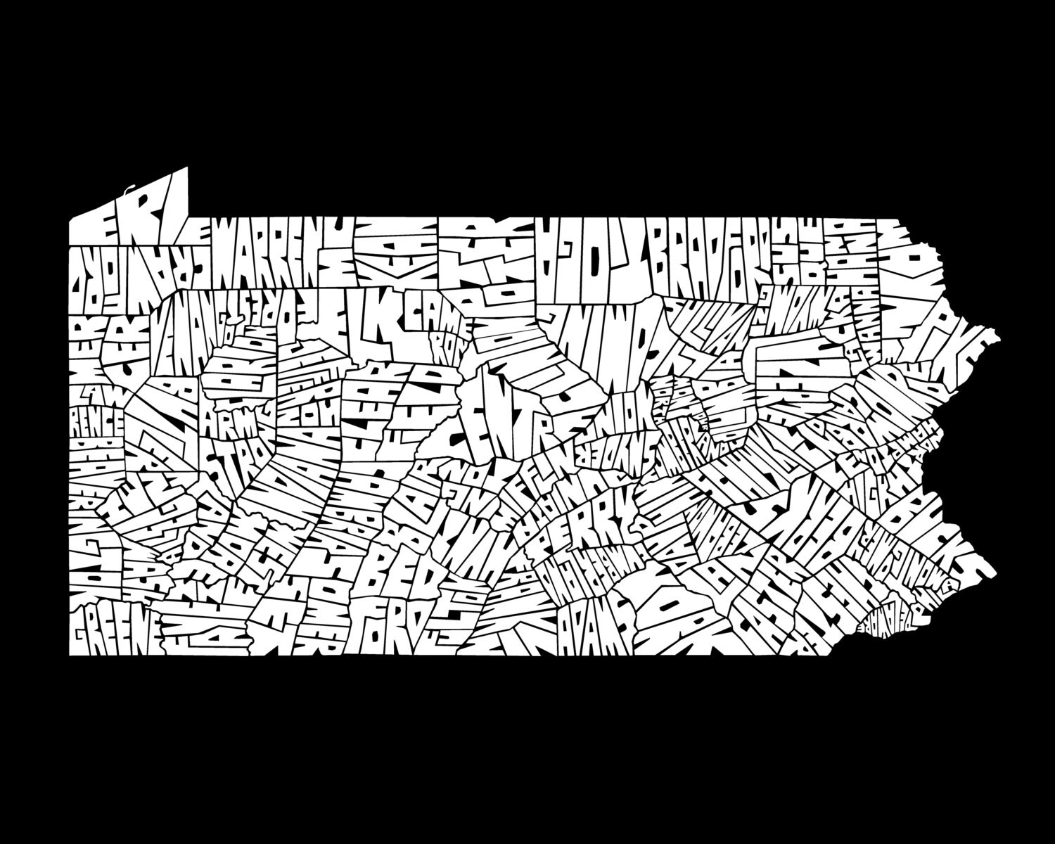 Pennsylvania County Map Hand Drawing - Etsy