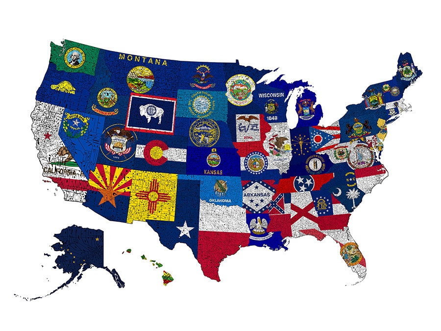 United States County Map - Hand Drawing - Etsy