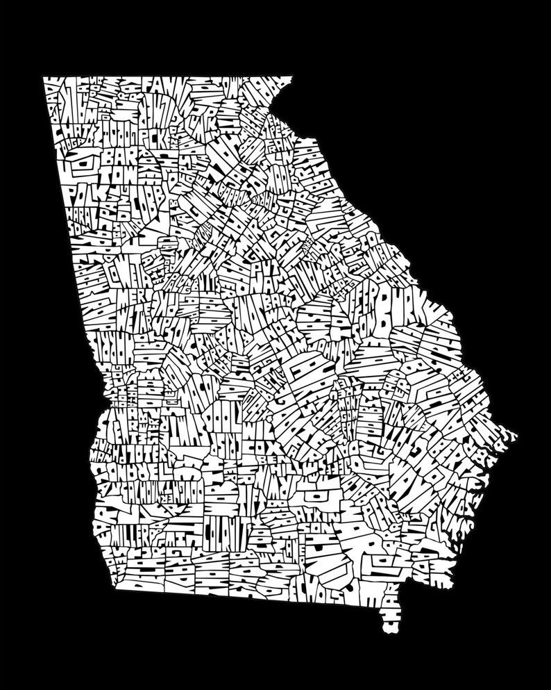 Georgia County Map Hand Drawing - Etsy