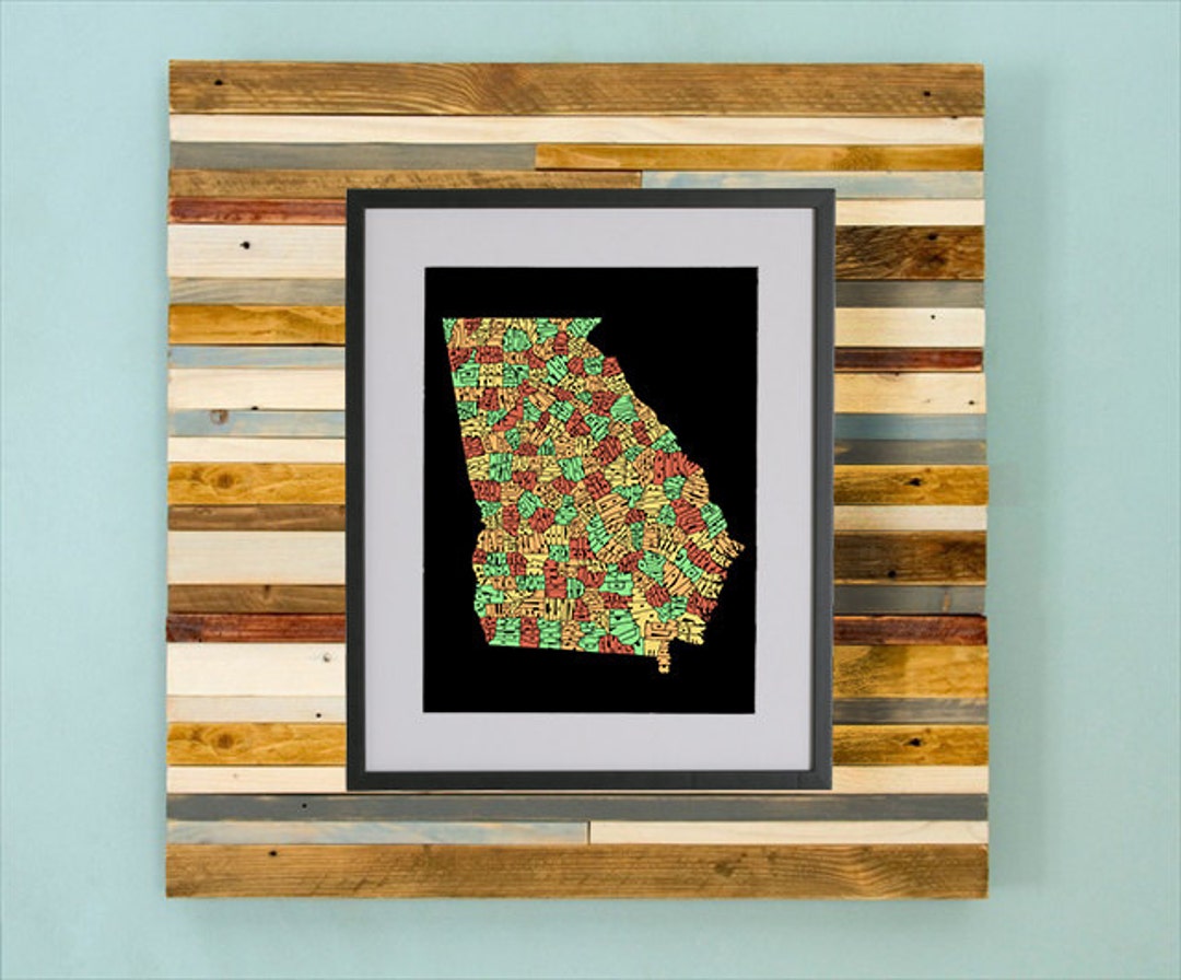 Georgia County Map - Hand Drawing - Etsy