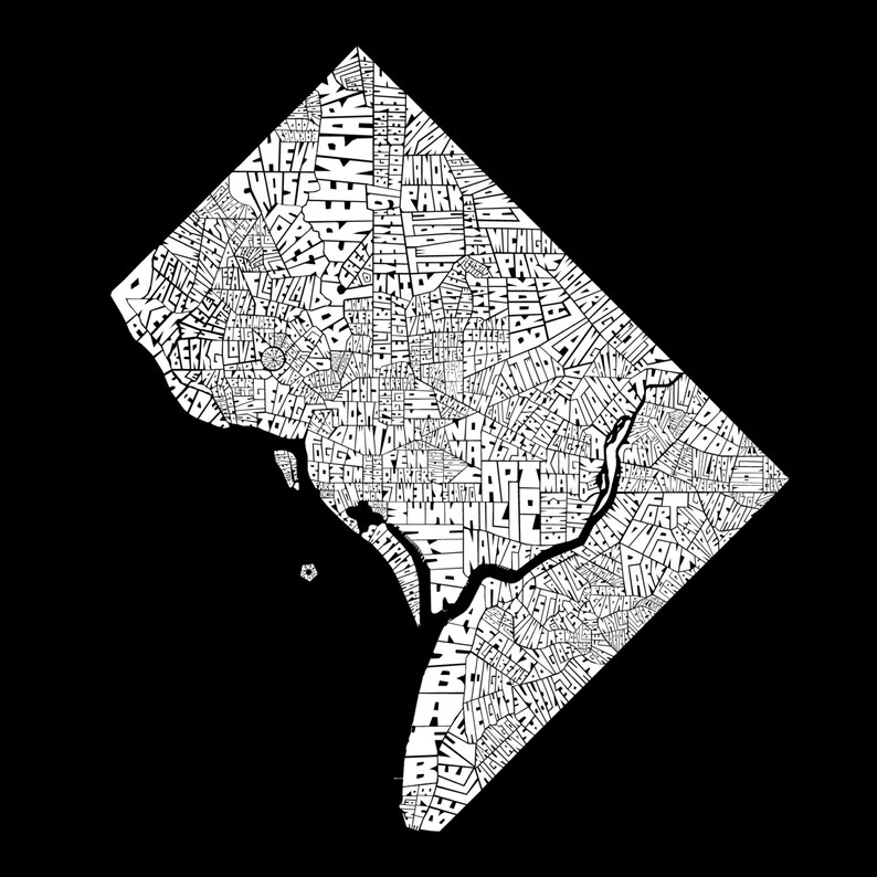 Washington DC Map - Hand Drawing - Etsy UK