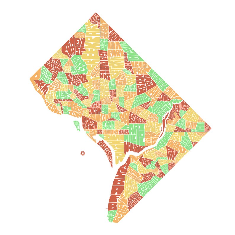 Washington DC Map Hand Drawing - Etsy UK